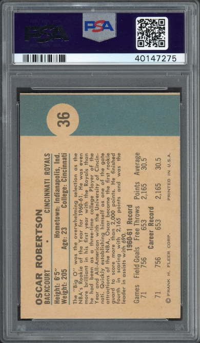 1962 Fleer #36 Oscar Robertson ROOKIE PSA NM-MT 8 – Hall of Fame Exchange