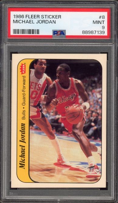 1986 Fleer Sticker #8 Michael Jordan ROOKIE PSA MINT 9 – Hall of Fame ...